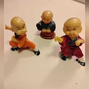 Vintage | Accents | Vintage Monk Figurines In Orange And Red Robes ...